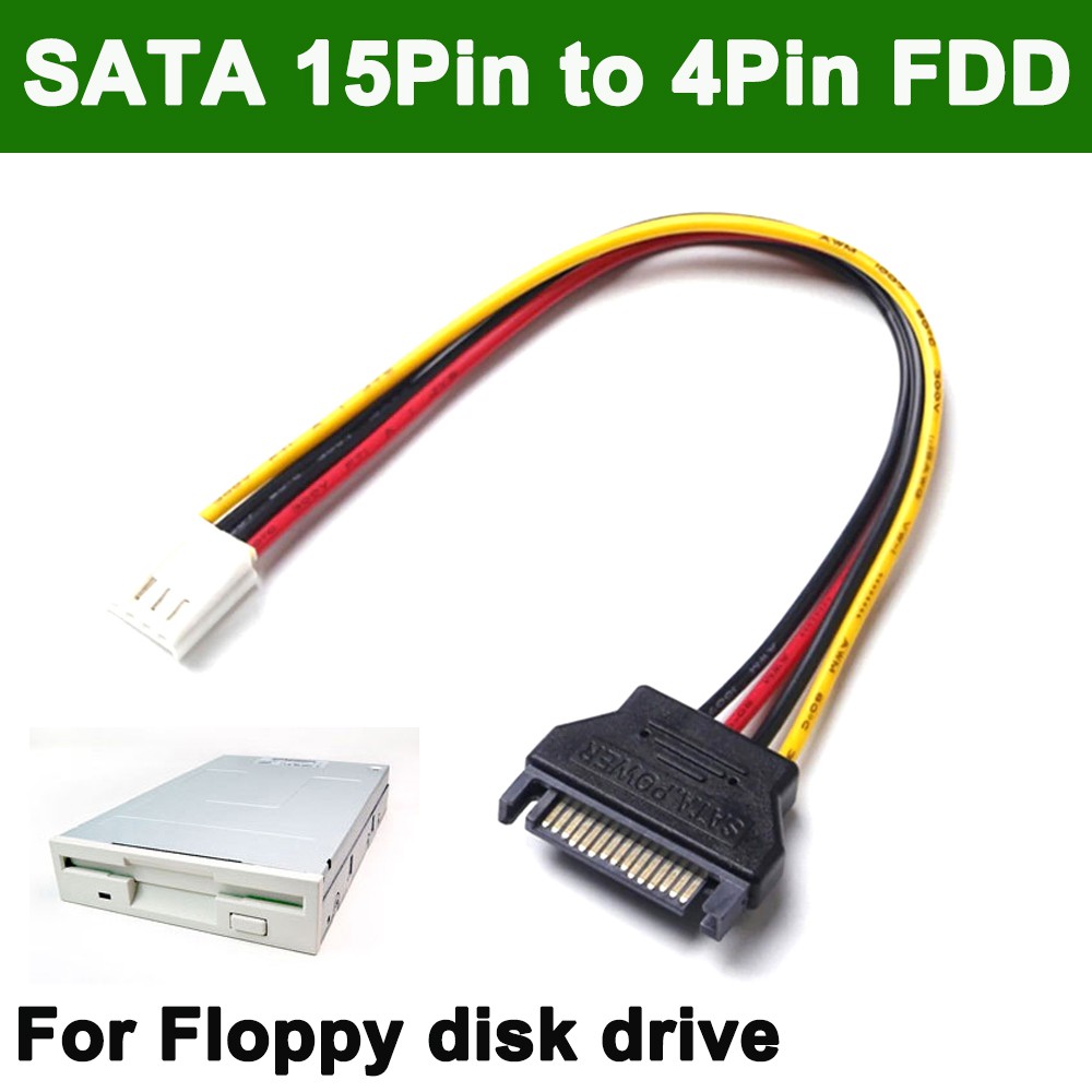 SATA Power Adapter Cable 15 Pin male To mini 4 Female FDD Floppy Hard ...