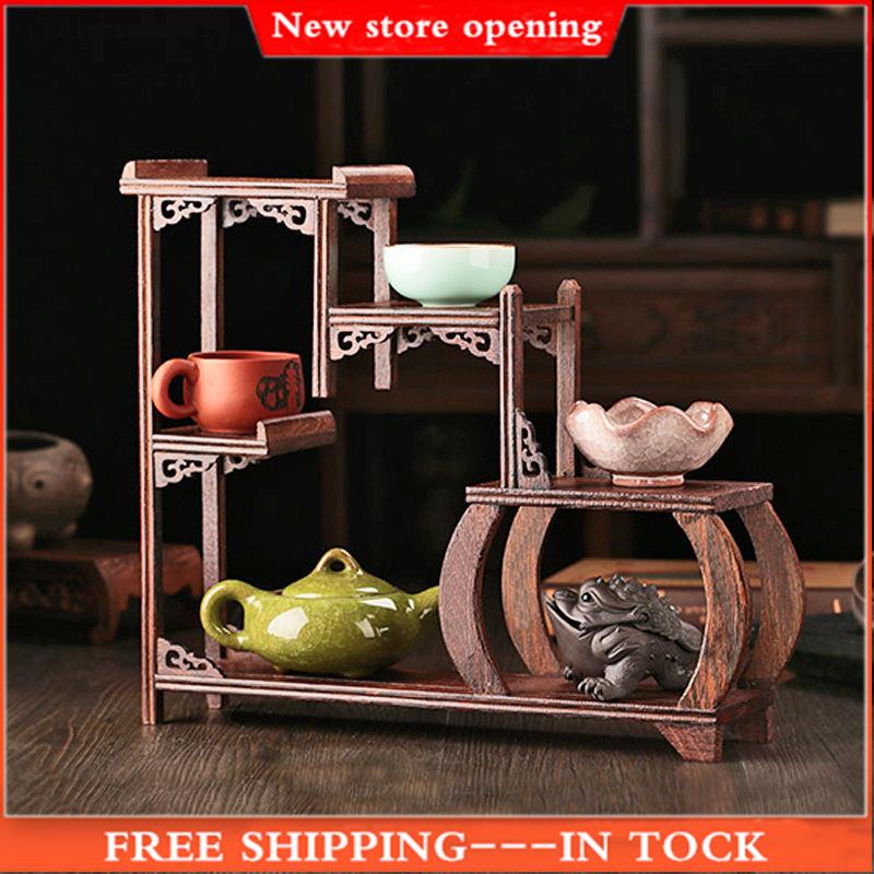 Solid wood bogu frame chicken wing wood tea set antique ornaments ...