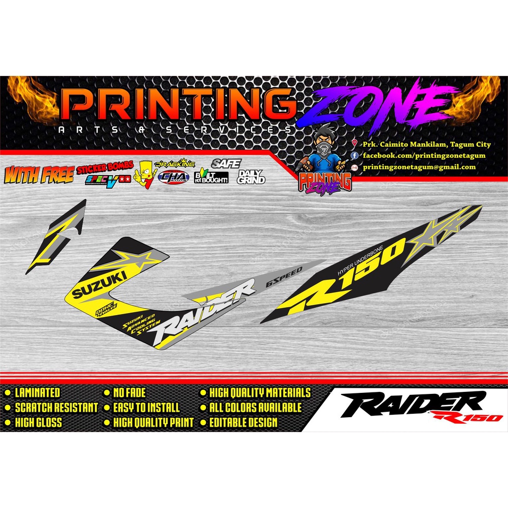 RAIDER R150 Reborn Stock Sticker Decals Durable and High quality with ...
