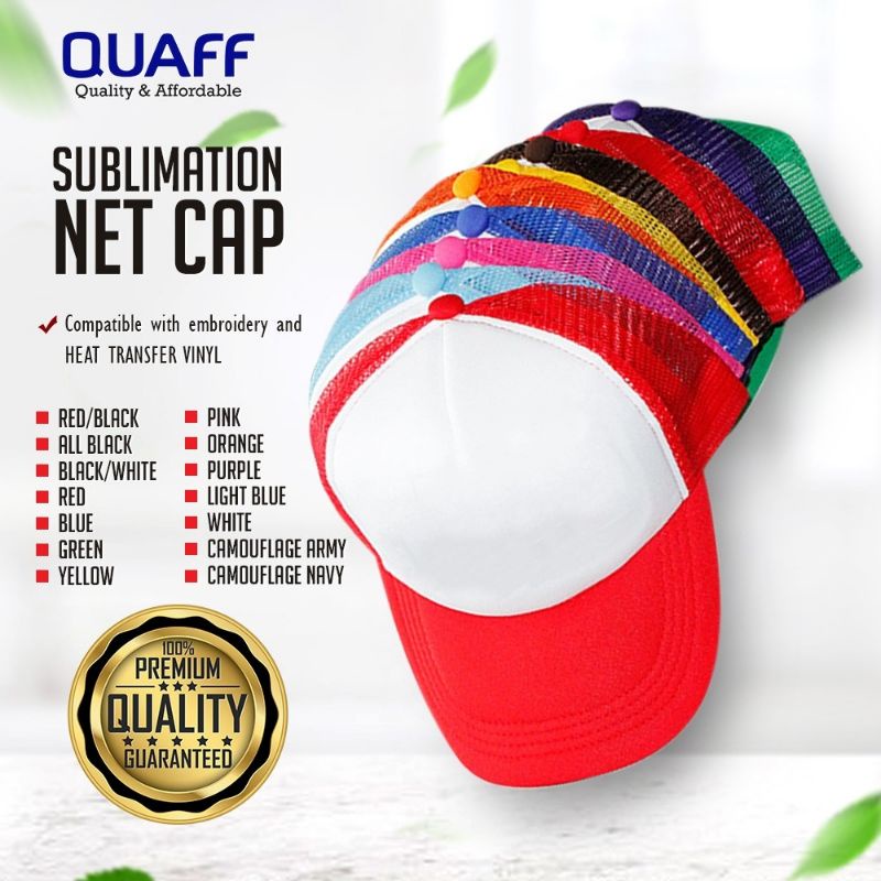 ( 1 - Piece ) QUAFF Sublimation Cap Polyester Mesh Trucker Net Cap ...