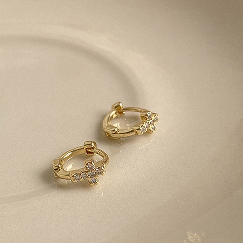 14k Flower Hoop Earings for Women Hikaw Silver Earrings Gold Non ...