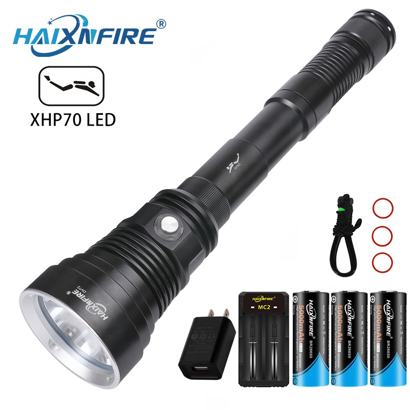 HaixnFire DV72 Yellow Light Diving Flashlight 10000 Lumens Scuba ...