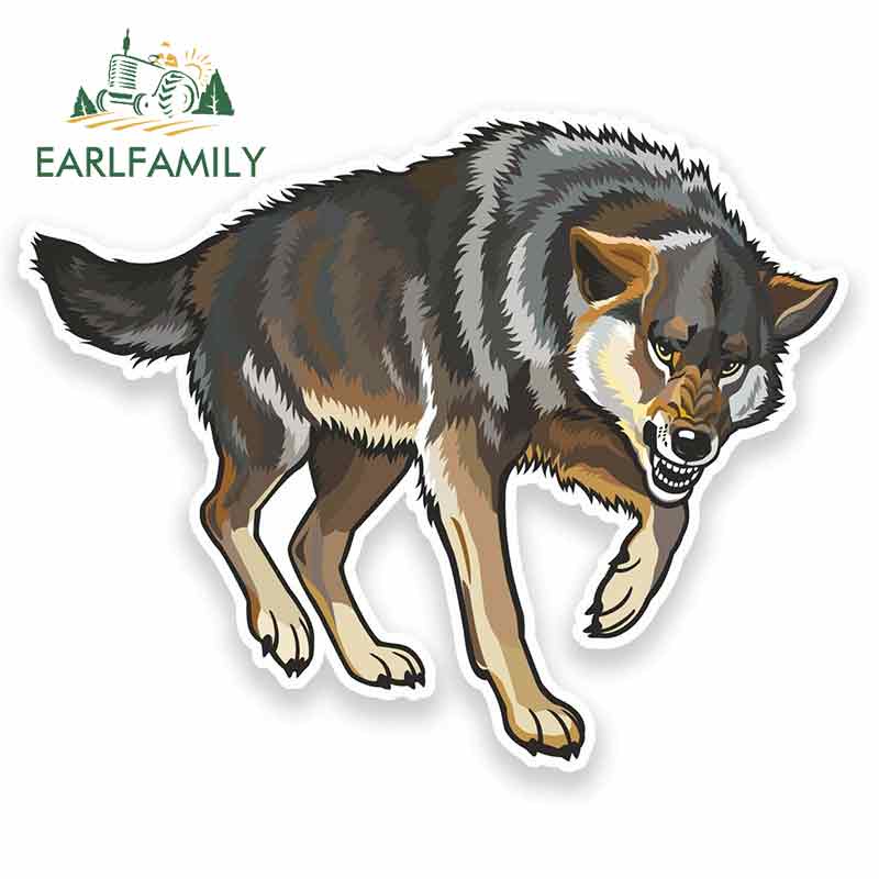 EARLFAMILY 13cm Cartoon Angry Wolf Car Sticker Bumper Trunk Truck ...