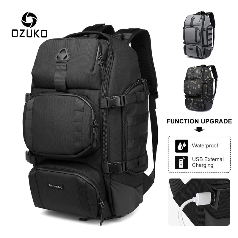 OZUKO Large Capacity USB Charging Waterproof Men Backpack Outdoor ...