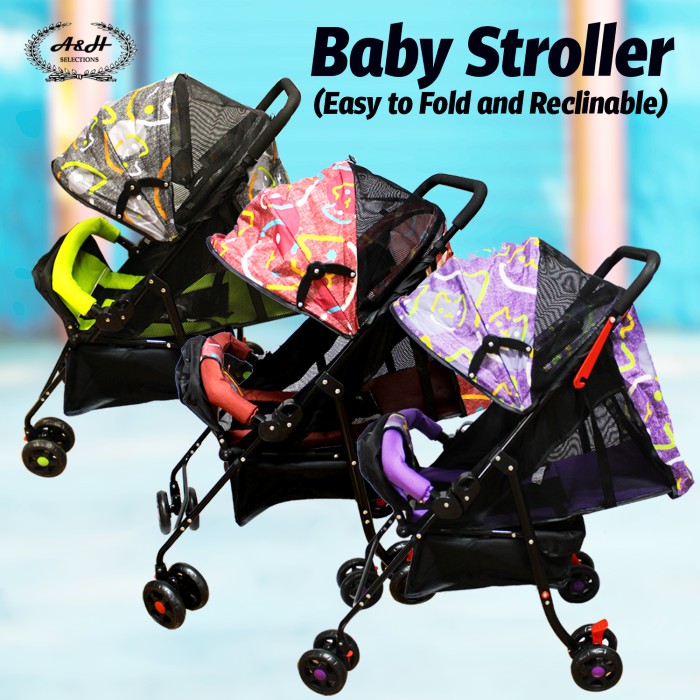 Baby Stroller (reclinable and easy to fold) Portable | Shopee Philippines
