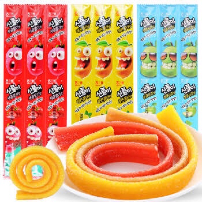 [HAITAI] SWEET & SOUR LONG JELLY Shin-jjol-e strawberry jelly candies ...