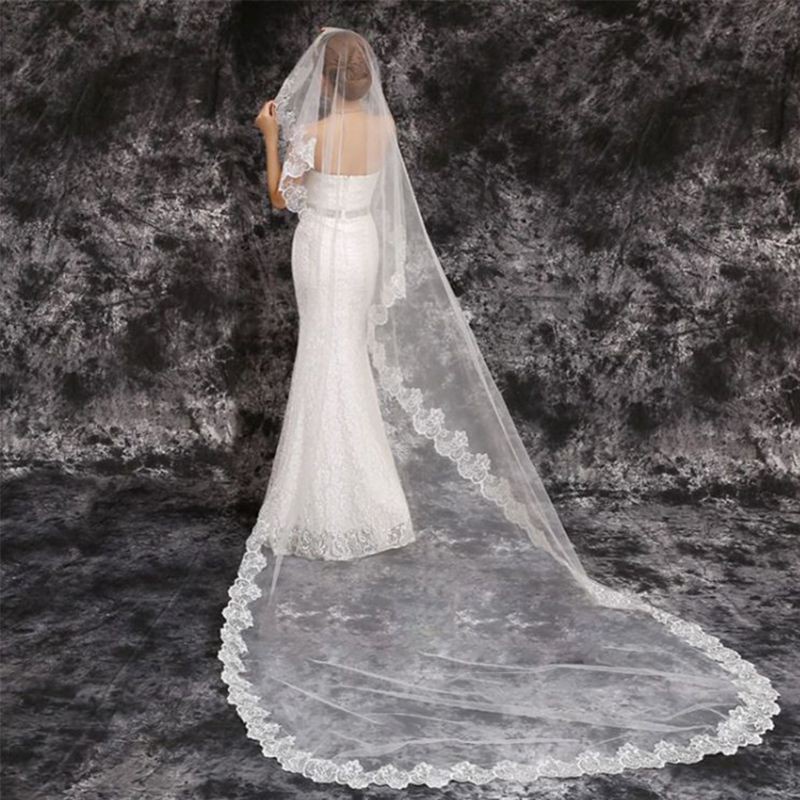 HAP 1.5/2/3/5M 1 Layer Women Bridal White Ultra Long Wedding Tulle Veil ...
