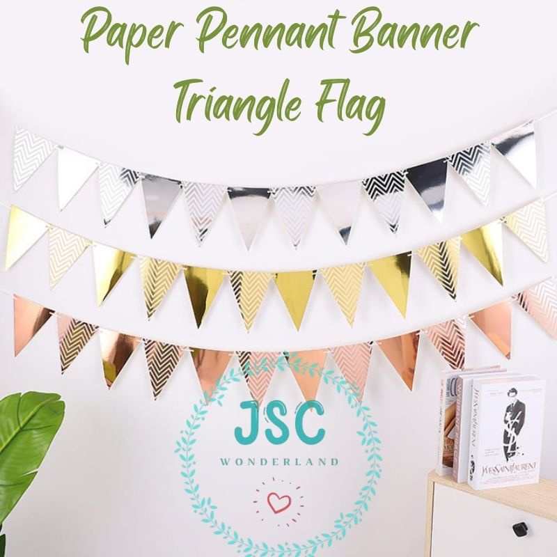 Pennant Banner Triangle Flag Korean Style Wave Pattern Silver / Gold ...