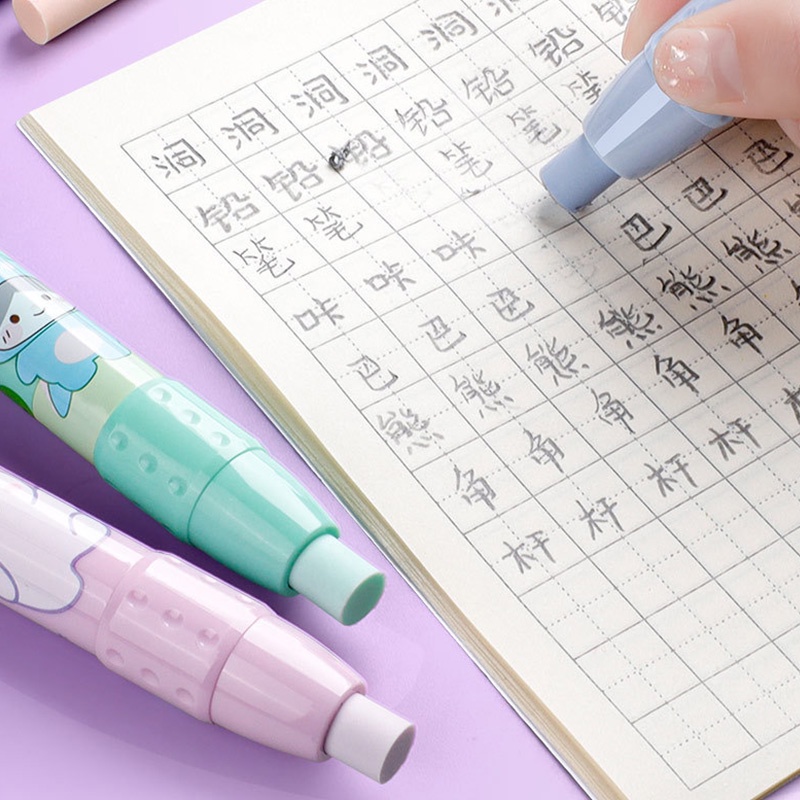 Cute Cartoon Retractable Eraser Student Creative Crumb-Less Rubber ...