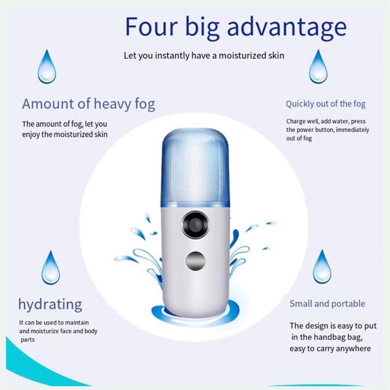Portable Nano Spray Facial Cooling Face Sprayer USB Mist Humidifier ...