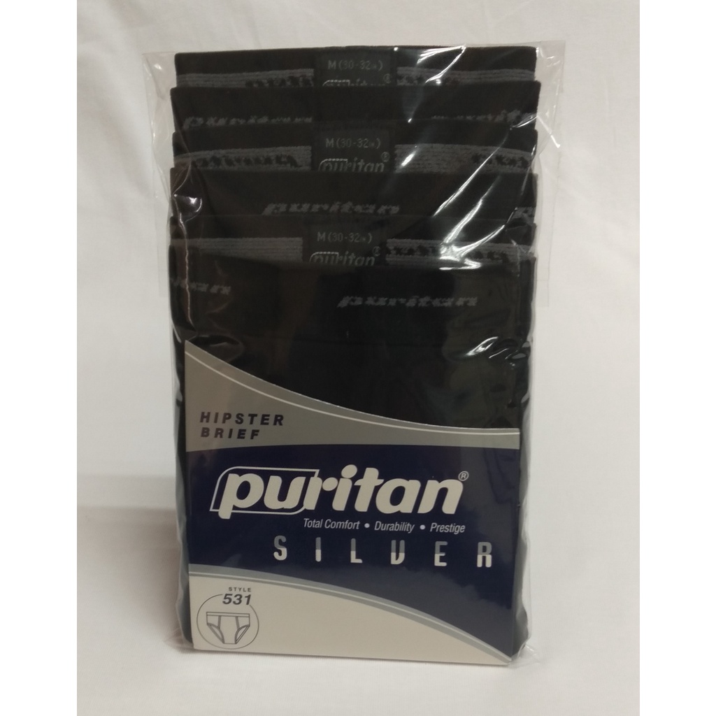 Puritan Men's Brief Hipster Colored Style 531 ( Pack of 3 ) Blue/Black ...