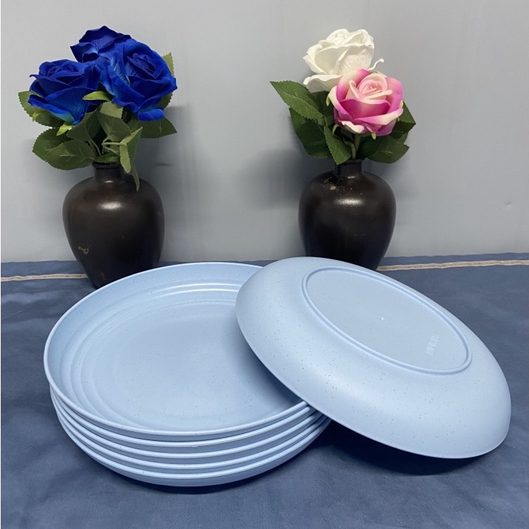 6/12pcs (23cm) Wheat Fiber Dinner Plate Round-shaped Dish Meat Steak ...