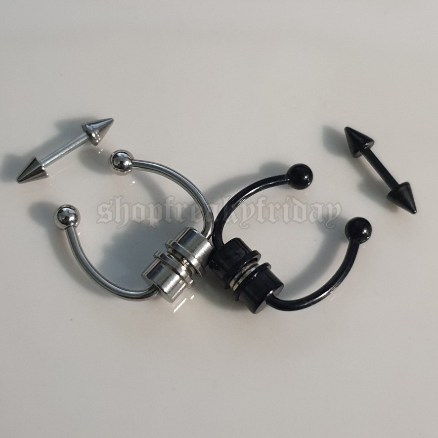 STAINLESS Magnetic Nose Ring Faux Septum Piercing Gothic Punk Grunge ...