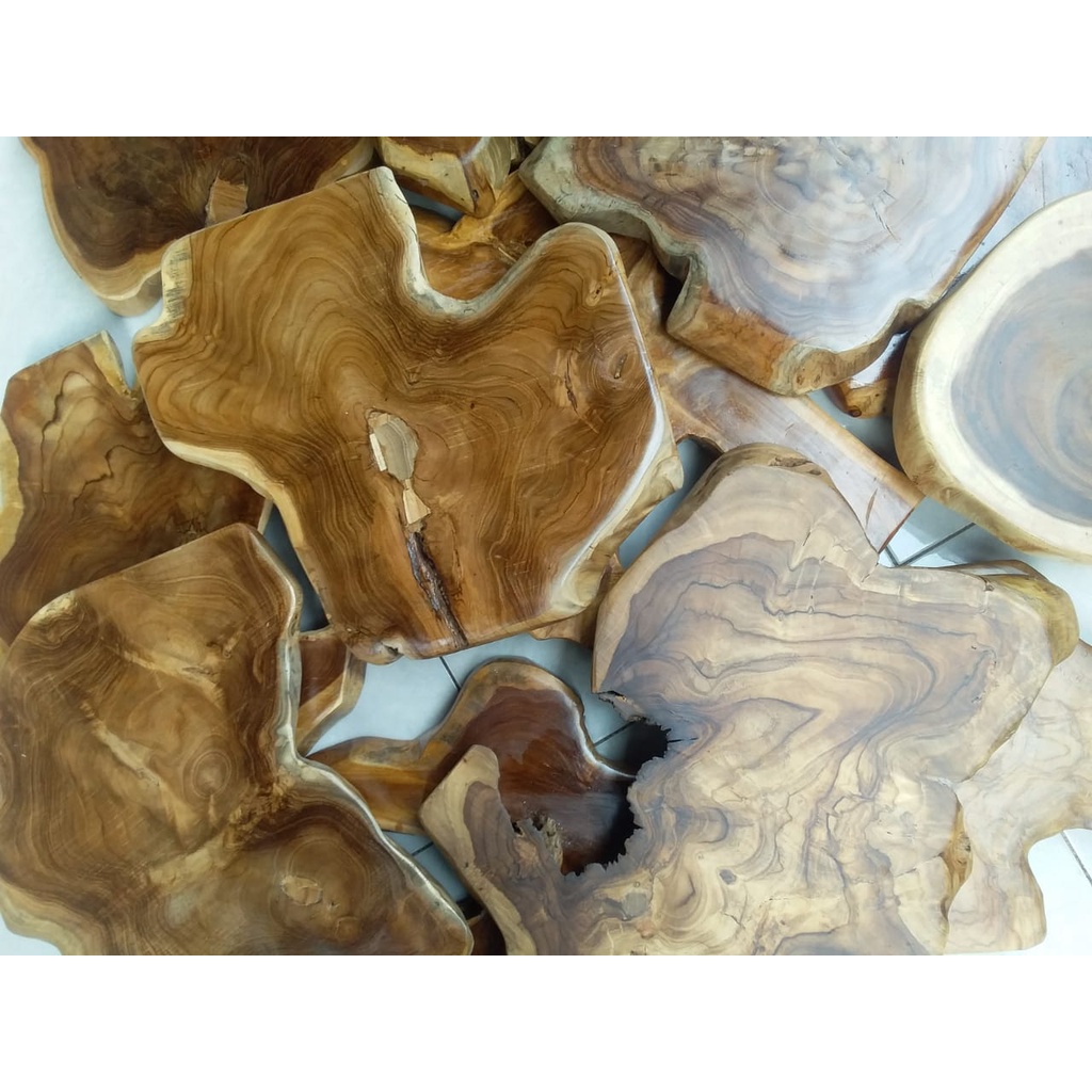 Top TABLE FULL Root Teak WOOD - TOP TABLE FINISHING Natural WOOD SLICE ...
