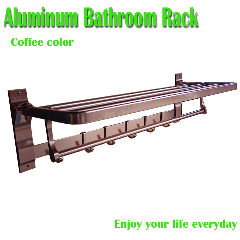 Y46 Aluminum Bathroom Rack Storage Shelf with Towel Bar Rod Wall ...