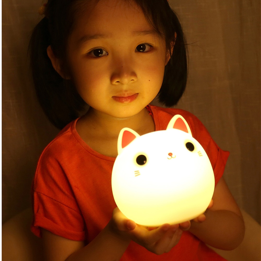 Cat Lamp with Touch Sensor, Remote Control Silicone Kitty Cat LED Night ...