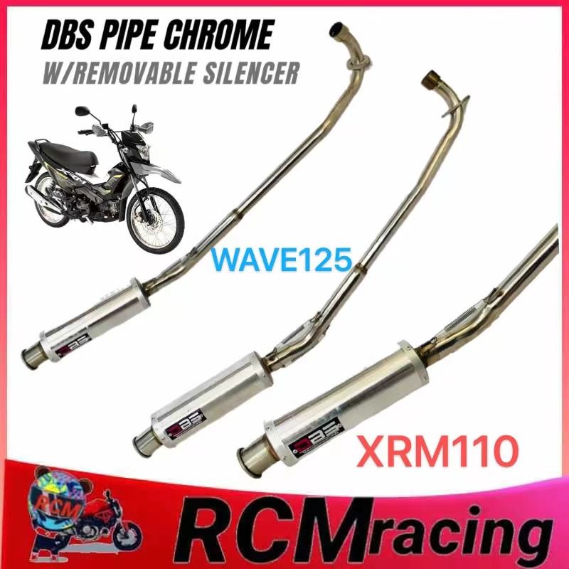 DBS Pipe Chrome W/removable XRM110/wave100/rusi 100/rusi110/sym/xrm 125 ...