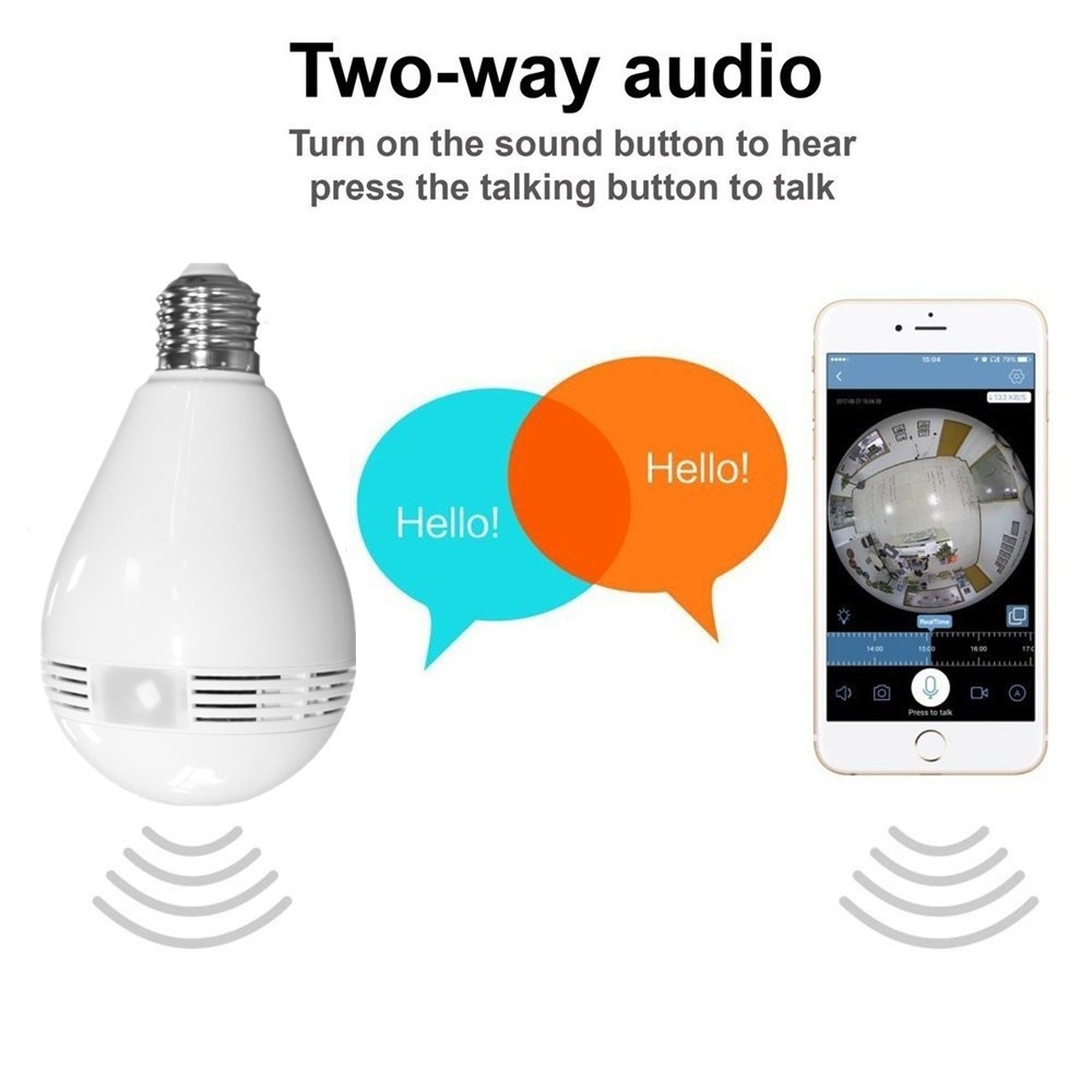 100% Smilee YOO/SEE V3/80 IP CAM Panoramic Camera 360° LED Light Bulb ...