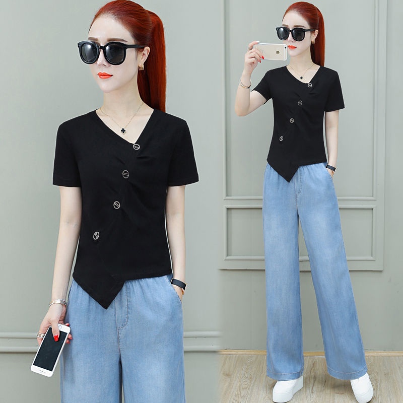 Irregular t-Shirt Short-Sleeved New Style Small High-Waist t ...