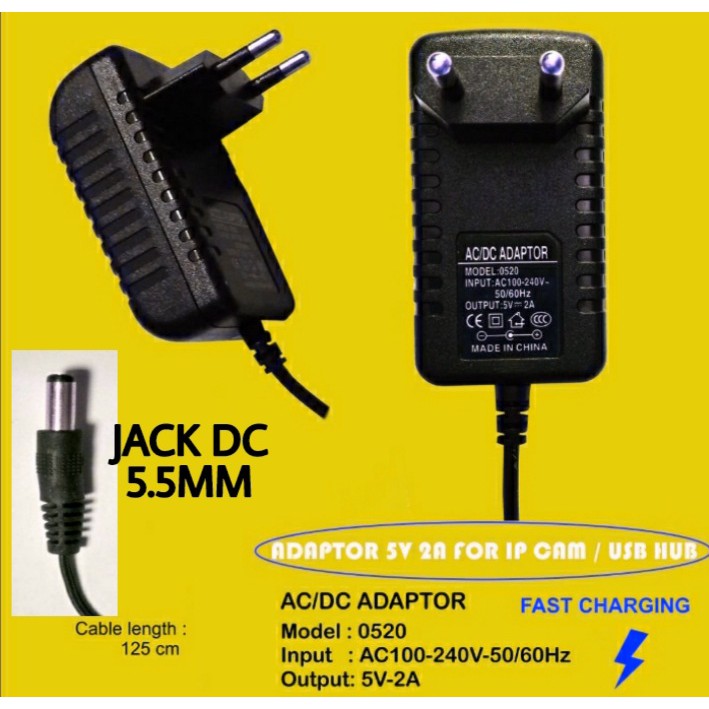 Adapter IP CAMERA/IP CAM/USB HUB/IP ROUTER 5V 2A (jack DC 5.5mm) 5 volt ...
