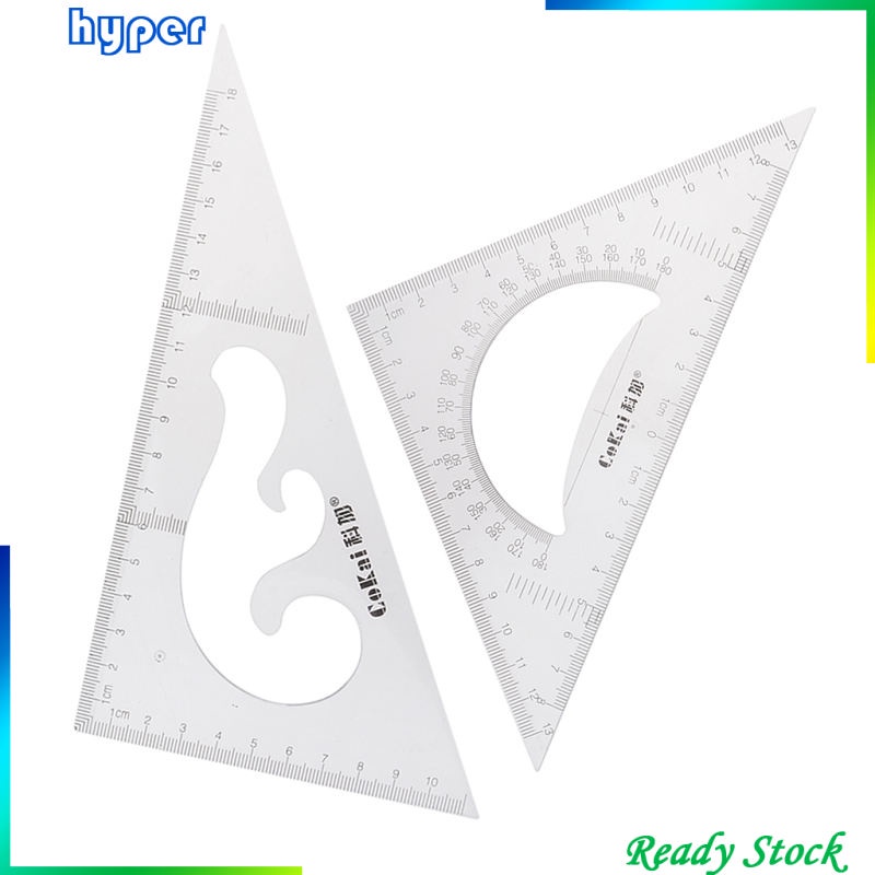 Pack of 2 Triangular Ruler Set, 30/60 and 45/90 Triangles, Geometry Ruler Graduation Drafting ...