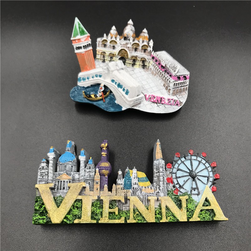 Refrigerator Magnetic Sticker Resin 3D Venice Vienna Tourist Travel ...