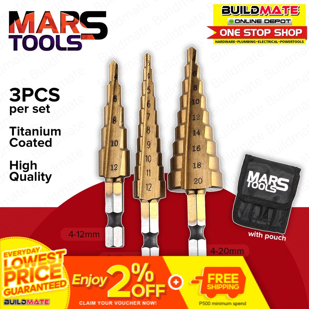 MARS TOOLS 3 PCS Hexagonal Shank Step Cone Drill Bit Hole Groove Cutter ...
