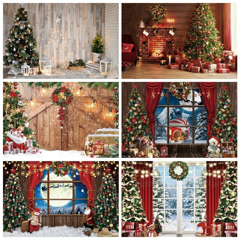 2023 Christmas Backdrop Fireplace Winter Window Santa Claus Xmas ...