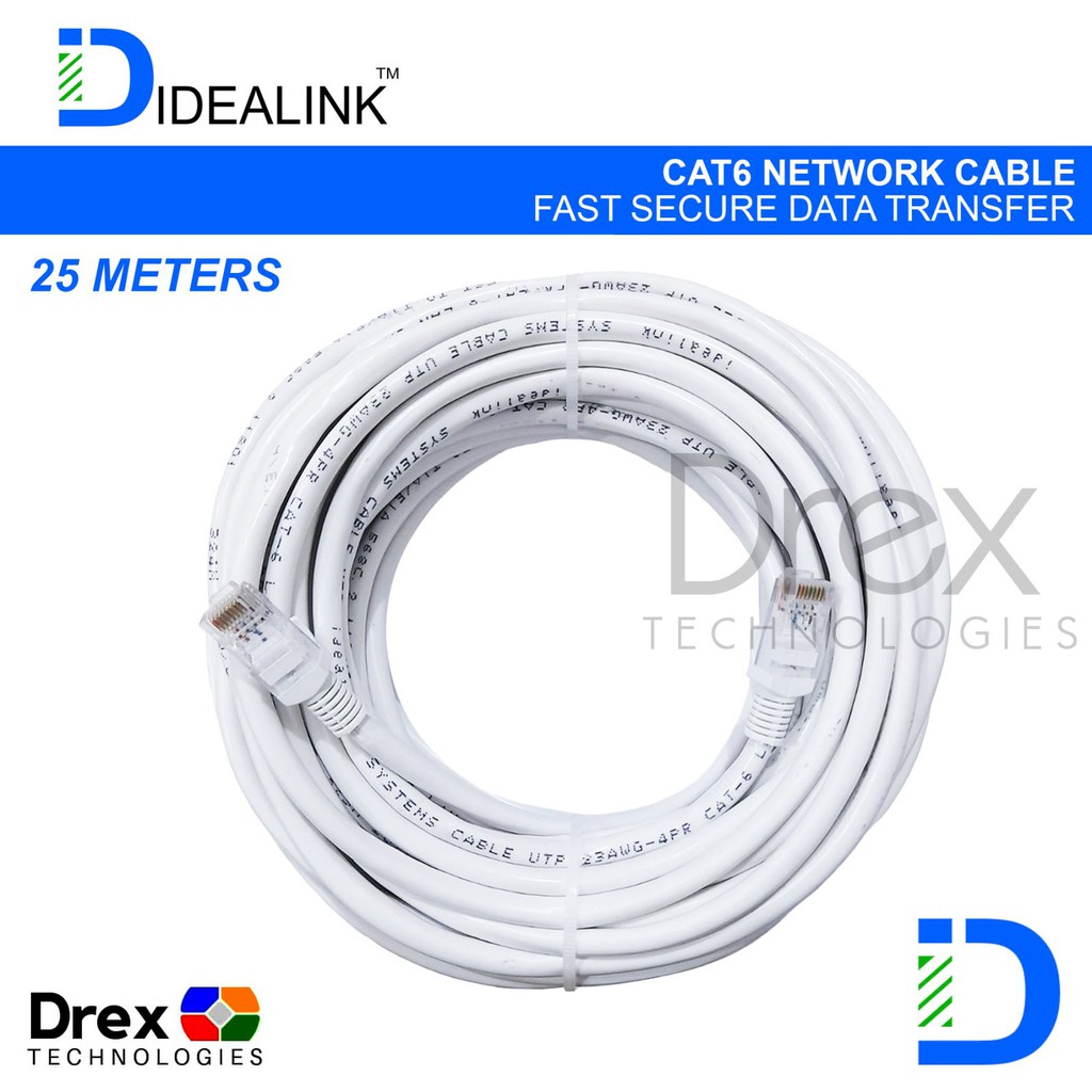 HWQG 25M Idealink Cat6 Gigabit UTP Lan Cable Cat6 Ethernet Cable 25M Ready To Use White | Shopee ...