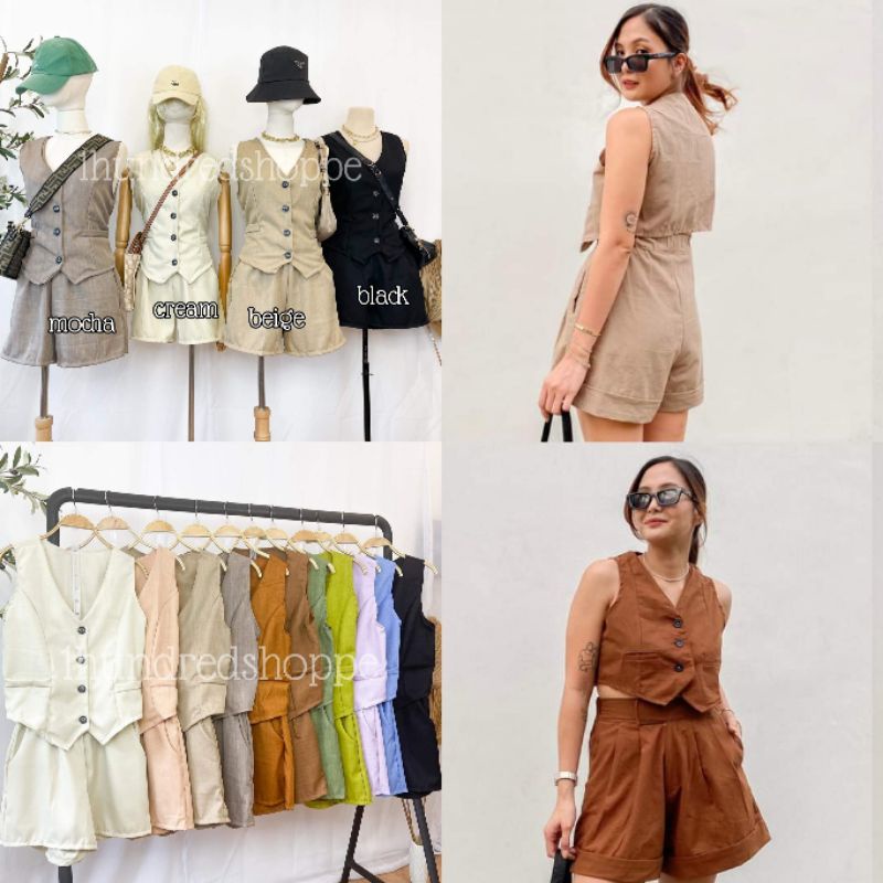 100shoppe Linen Vest and Shorts Coordinates | Shopee Philippines