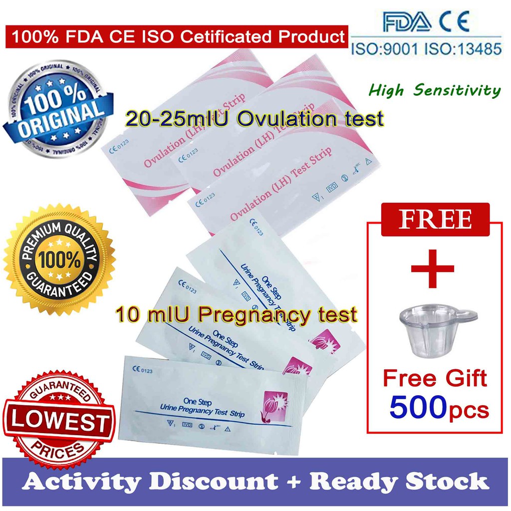 500pcs Ovulation Test Strip / Early pregnancy test strip 10mIU | Shopee ...
