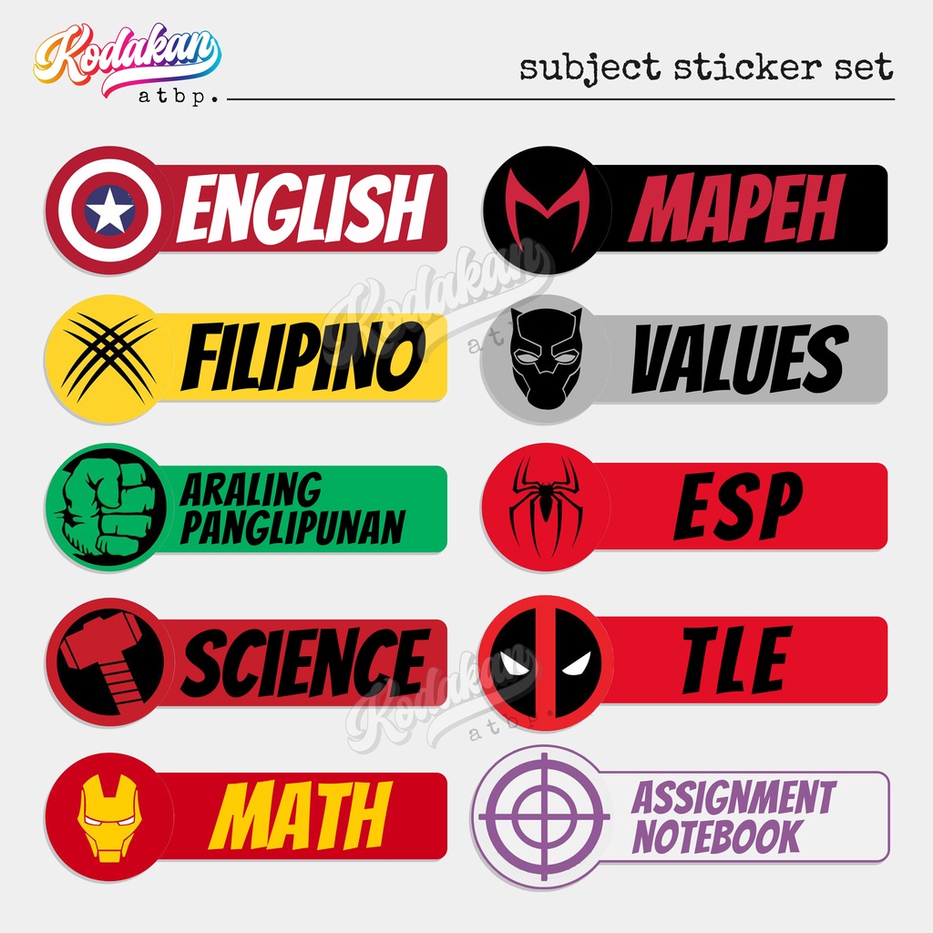 [HIGH QUALITY] Subject Stickers for School Notebooks [SET] Waterproof ...