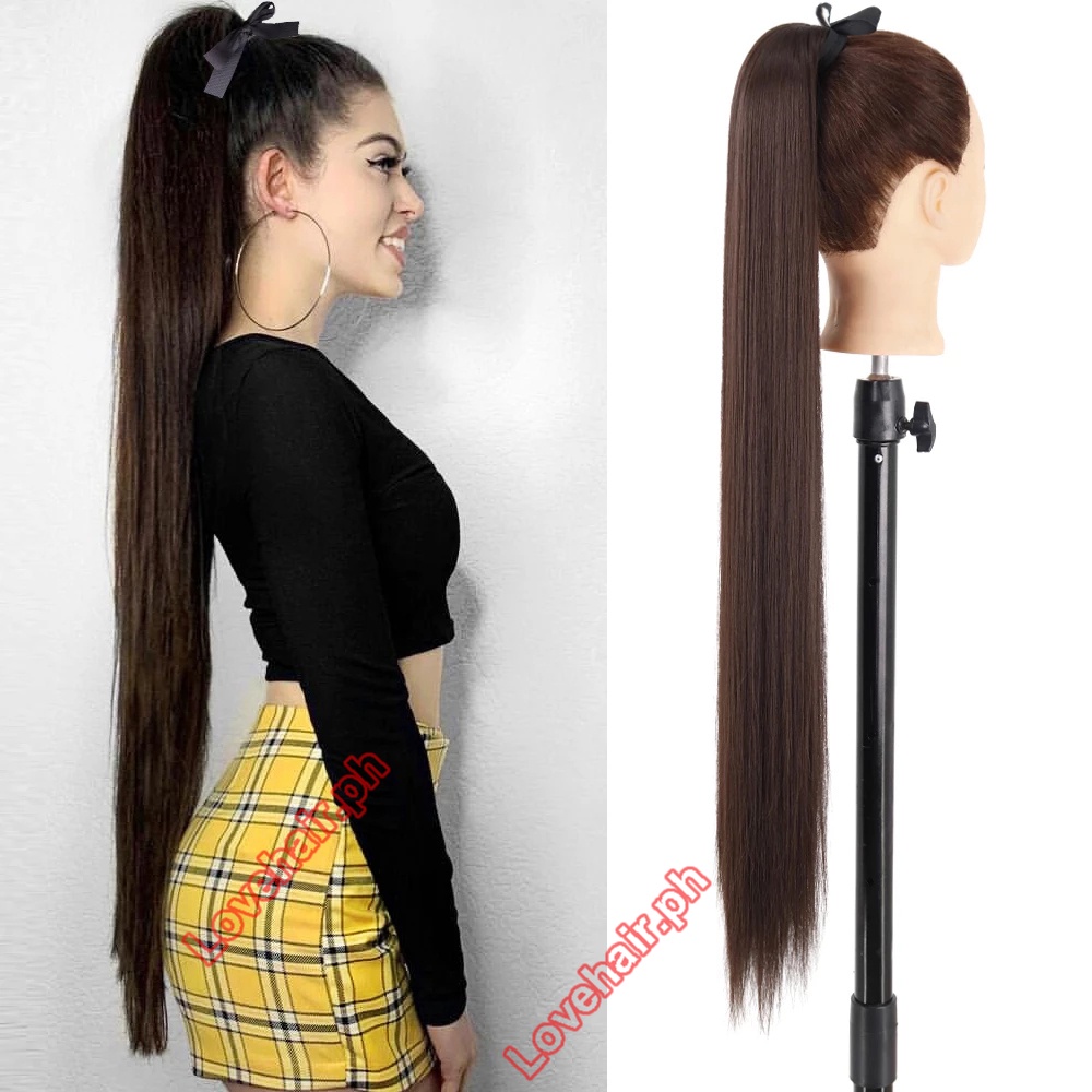 75cm Super Long Straight Ponytail Hairpiece Wig Synthetic Drawstring ...