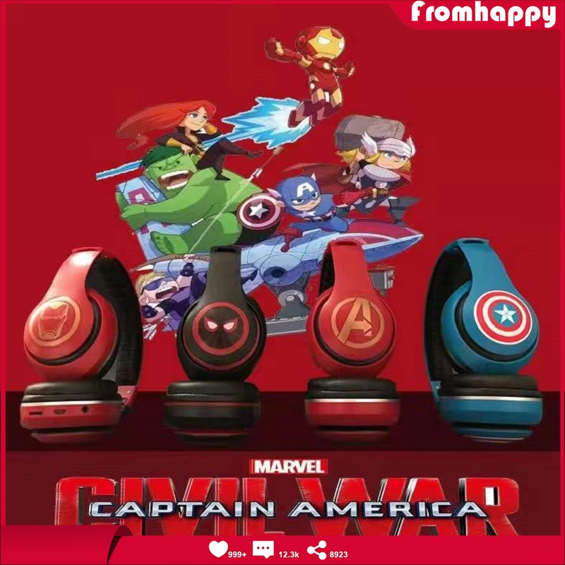 RGB Wireless Bluetooth Gaming Headphones Kids Gift Marvel Iron Man ...