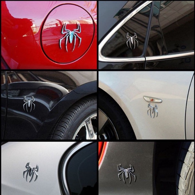 1Pcs 3D car sticker spider shaped motorcycle decal metallic chrome P207 ...