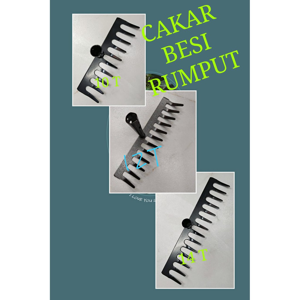 Cakar Besi Rumput Daun Tanah Tebal Pencakar rumput 10/12/14 gigi /Iron ...