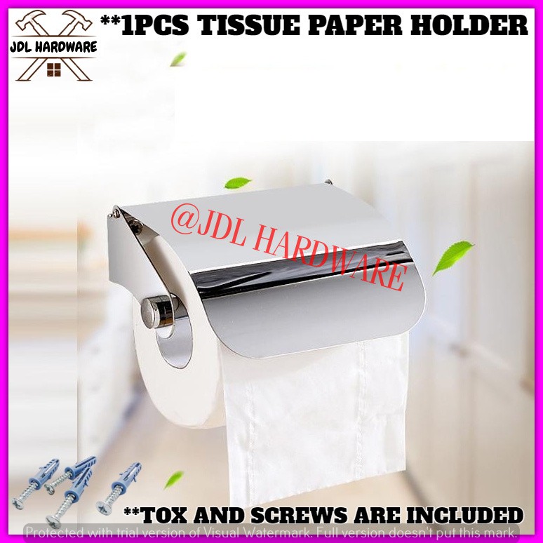 1308 Stainless Steel Bathroom Toilet Paper Holder Roll Tissue Box Wall ...