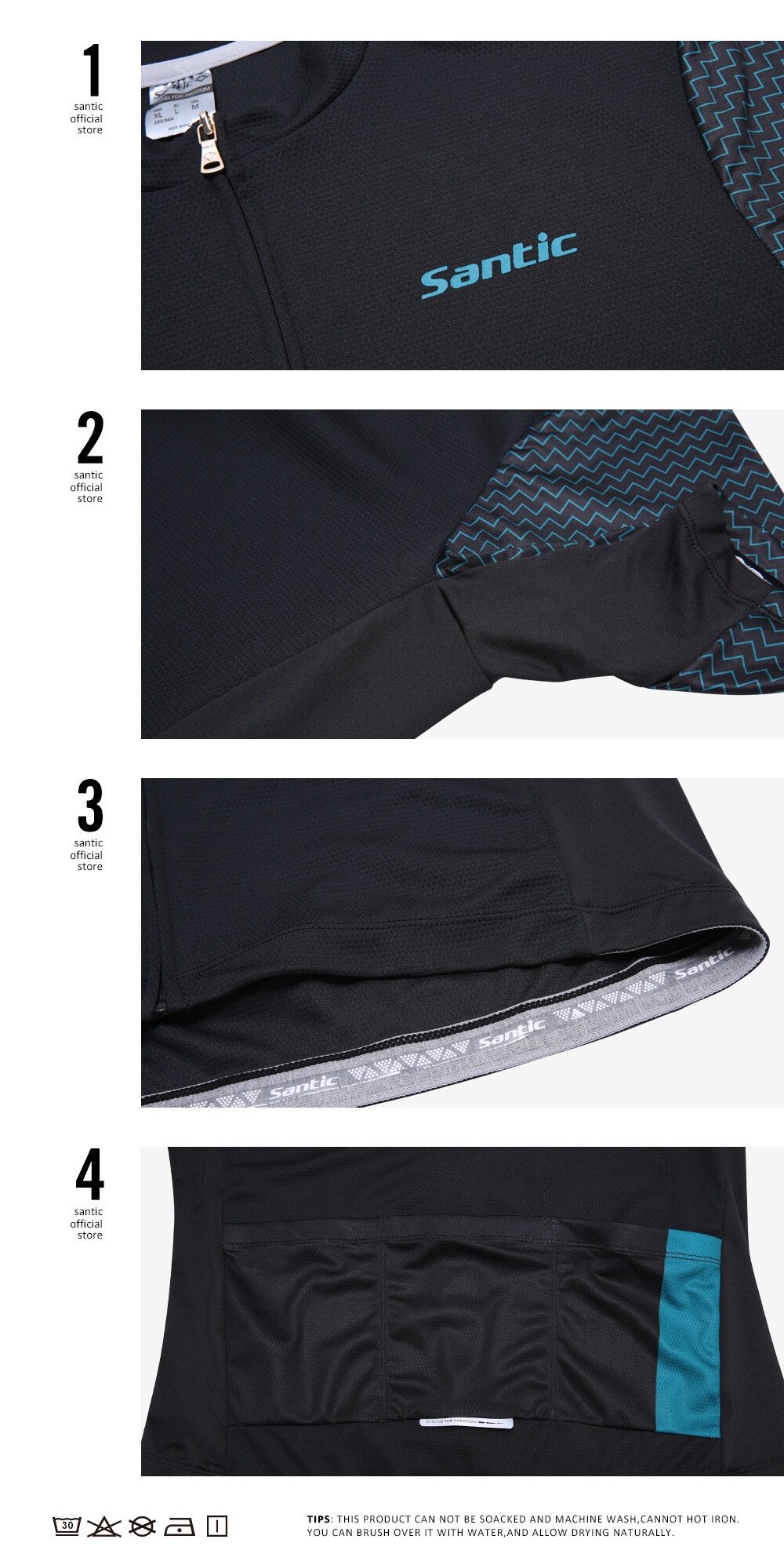 Santic Men Cycling Jerseys Short-sleeved Full Zipper Bike MTB ...