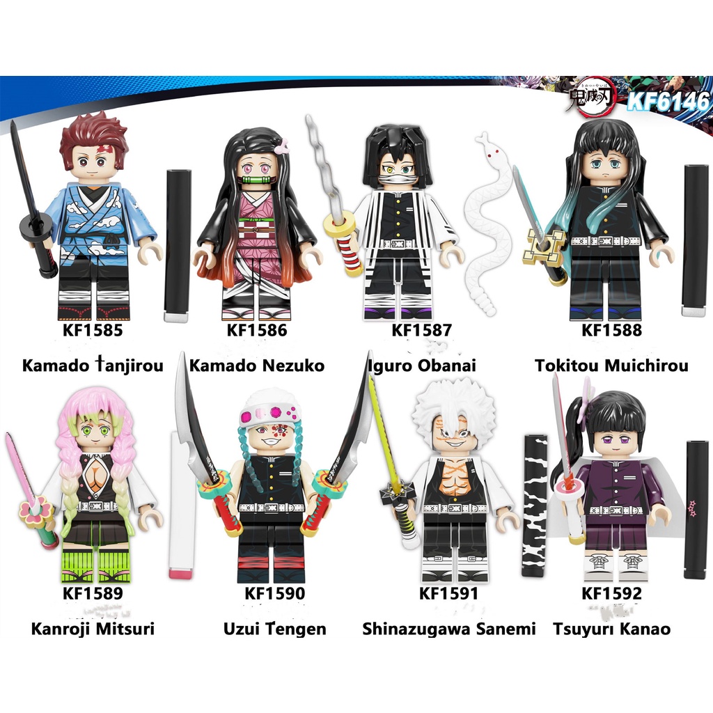 Demon Slayer Tanjirou Nezuko Obanai Muichirou Minifigures Cartoon ...