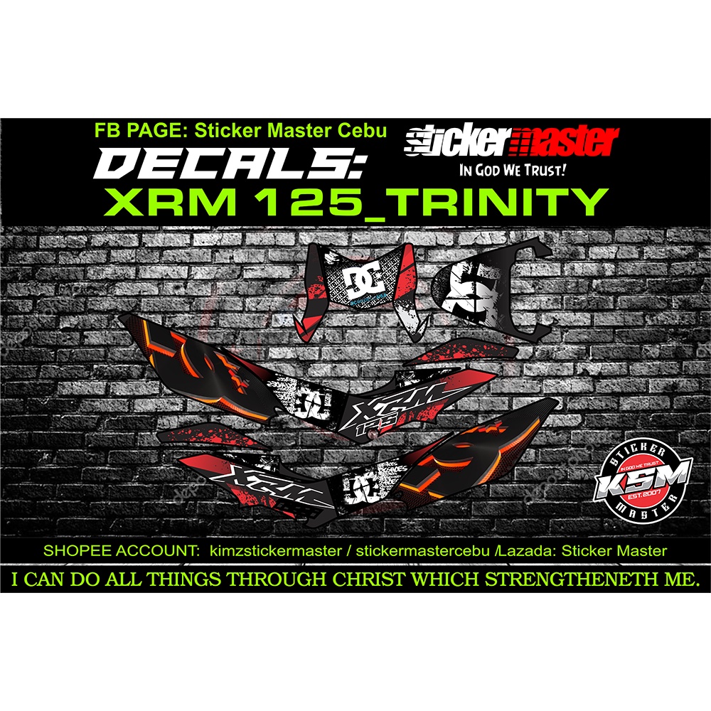 DECALS (FULL) FOR XRM 125 TRINITY DC(NEW) | Shopee Philippines