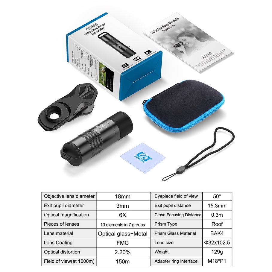 APEXEL 60X Mobile Phone Monocular Telescope Extensible tripod ...