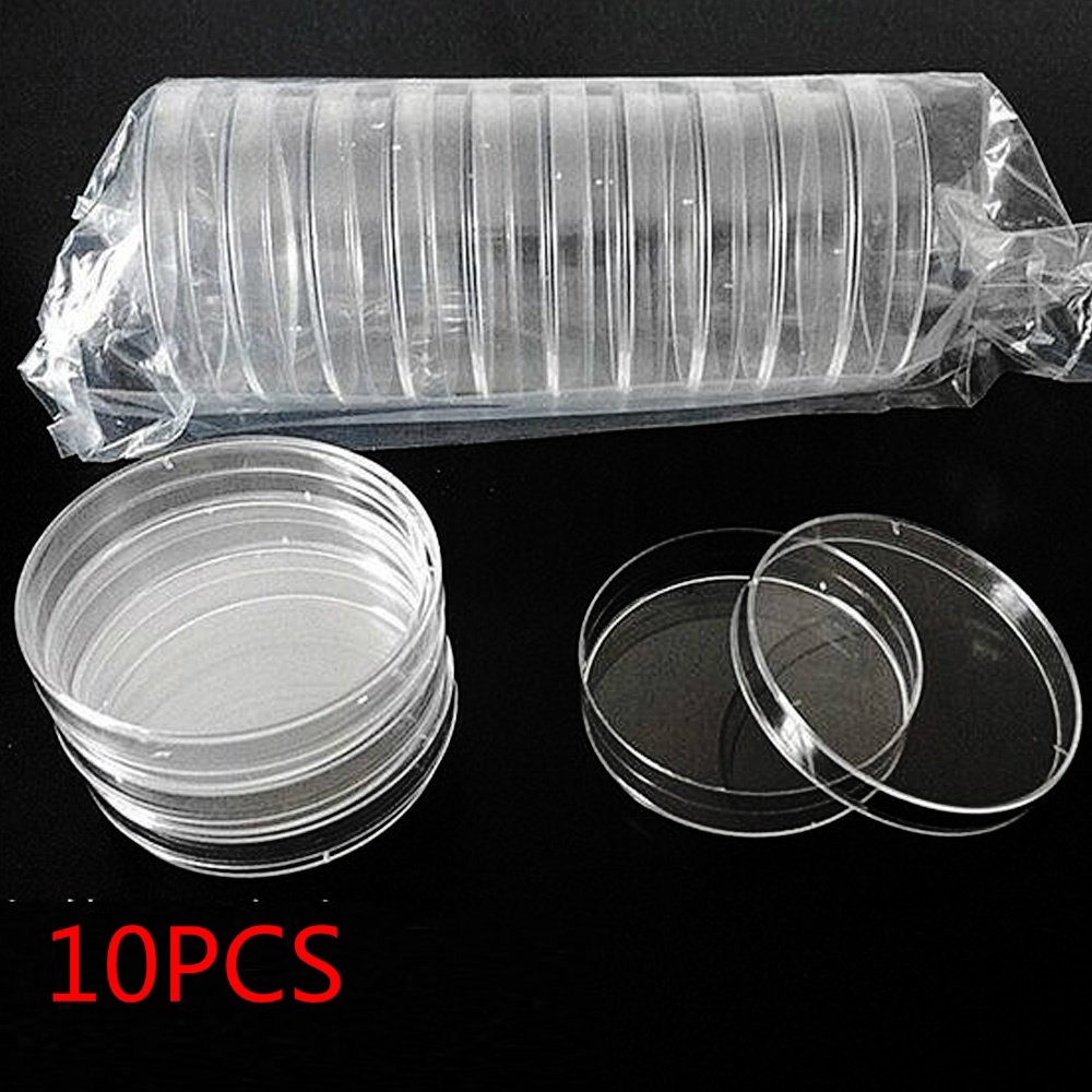 10PCS Plastic Cell Petri Dishes Bacterial Dish Plate Sterile Science ...