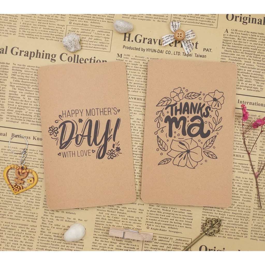 Kraft Paper Cards w/ MOTHER Theme for Mother's Day, Birthday, etc ...