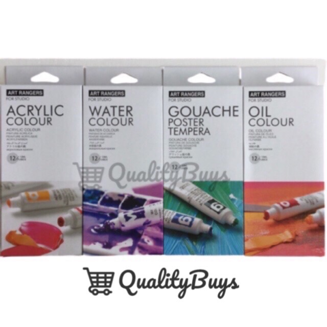 Art Rangers Acrylic Gouache Oil Water Colour Paint (6tubes*12ml/12tubes ...
