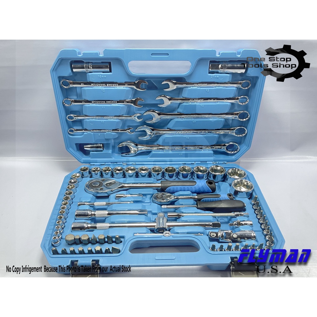 ONE STOP TOOLS SHOP ORIGINAL FLYMAN HEAVY DUTY 82PCS 1/4&1/2 SOCKET SET (COD) | Shopee Philippines