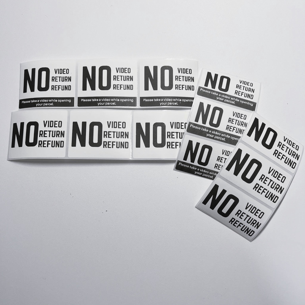 NO VIDEO NO RETURN NO REFUND Customized Thermal Packaging Sticker Label ...