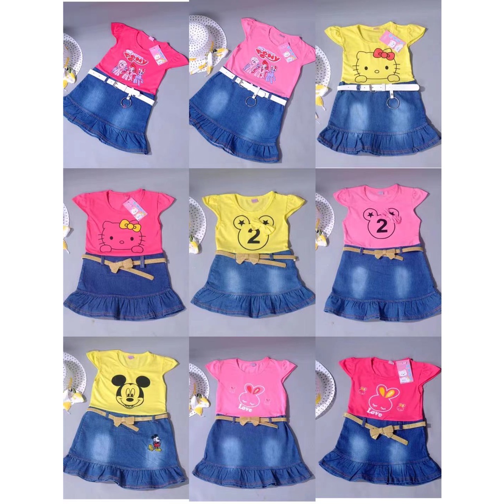 baby&Kids Fashion Maong Dress with belt assorted design | Shopee ...