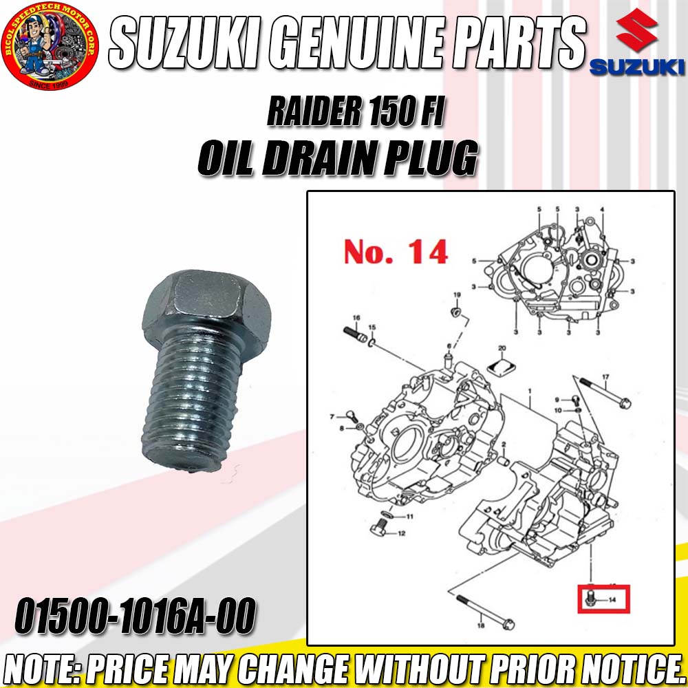RAIDER 150 FI/HAYATE 125/GIXXER 150 CARB&FI OIL DRAIN PLUG 10MM (SGP ...