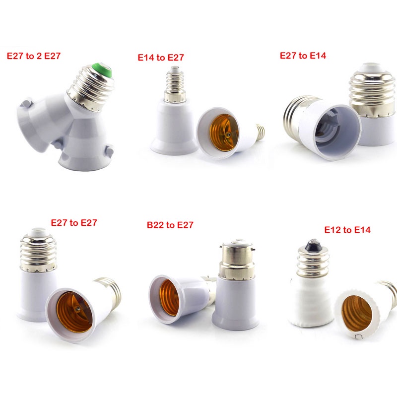 5pcs E27 GU10 G9 B22 E14 E12 Converter Led Lamp Bulb Base Conversion Holder E27 to E14 Socket ...