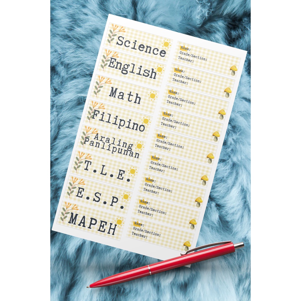 YELLOW AESTHETIC SUBJECT AND NAME STICKER SET | Shopee Philippines